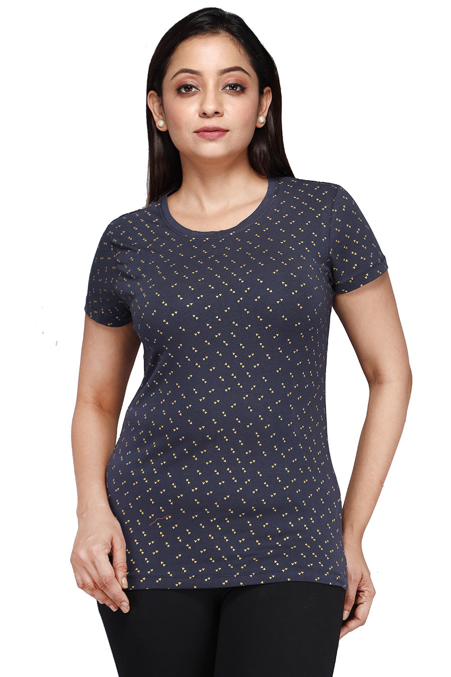 Comfort Lady All Over Printed Half Sleeve Cotton Round Neck T-Shirt ...